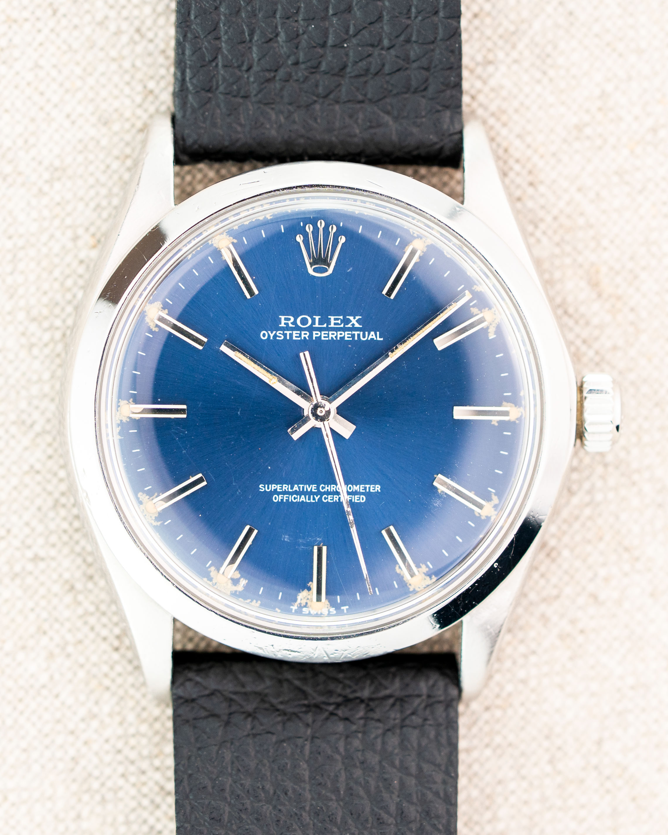 1973 Vintage Rolex Oyster Perpetual Ref. 1002 - Blue Metallic Dial ...